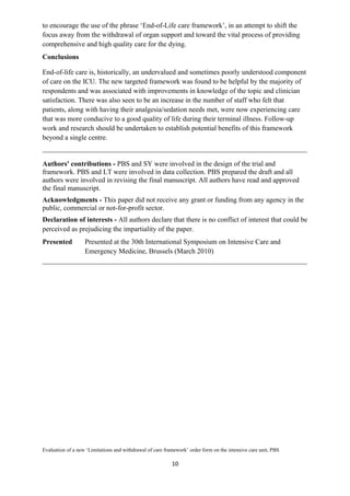 End of life care, ICU framework | DOC