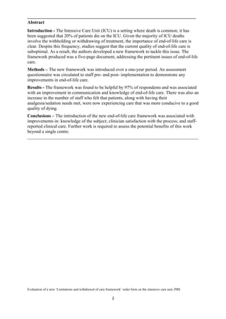 End of life care, ICU framework | DOC