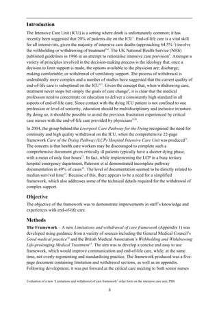 End of life care, ICU framework | DOC