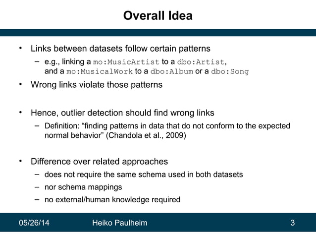 Identifying Wrong Links Between Datasets By Multi Dimensional Outlier Detection Ppt