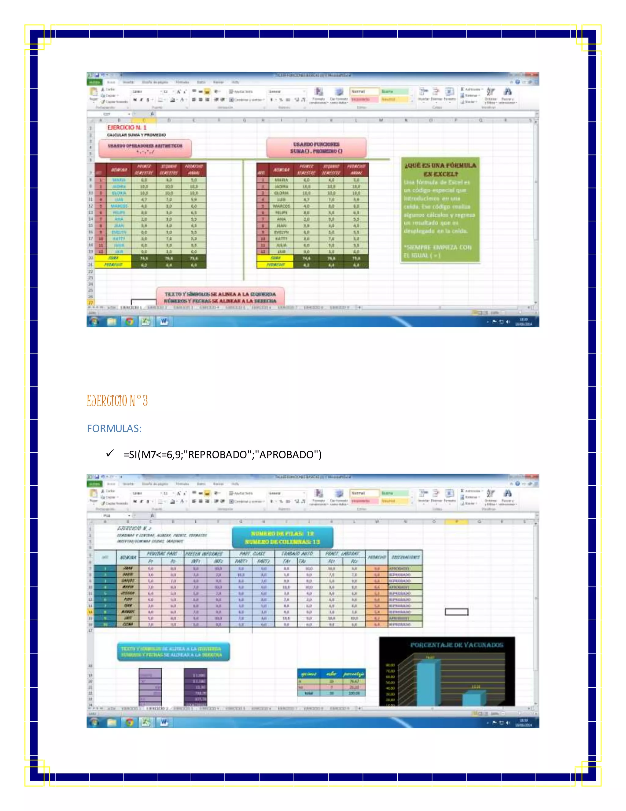 Ejercicios de aplicación de formulas de excel | DOCX