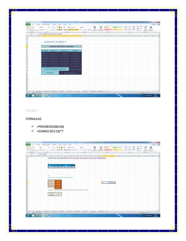 Ejercicios de aplicación de formulas de excel | DOCX