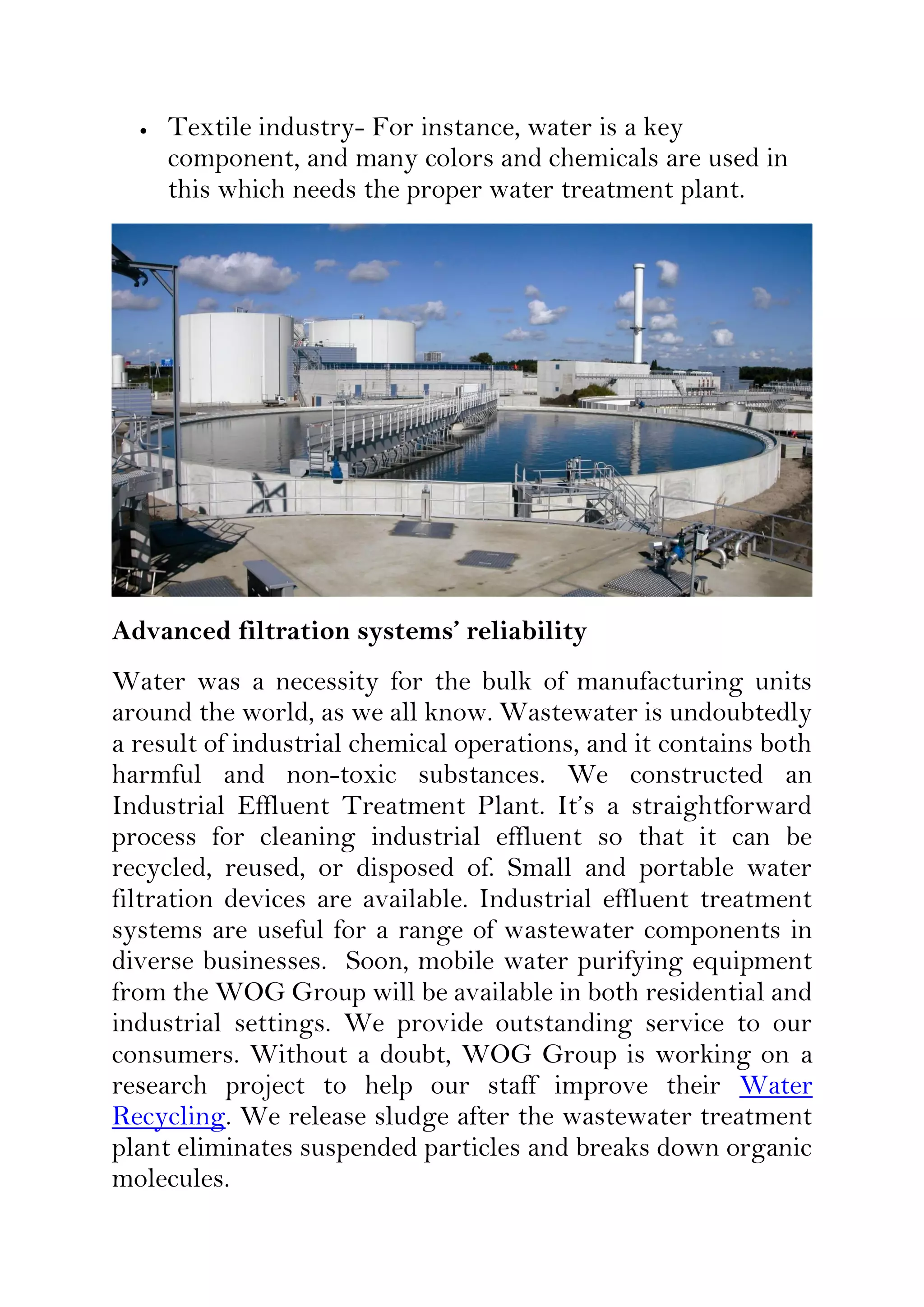 Water Purification and Mobile Water Treatment System I WOG Group | PDF