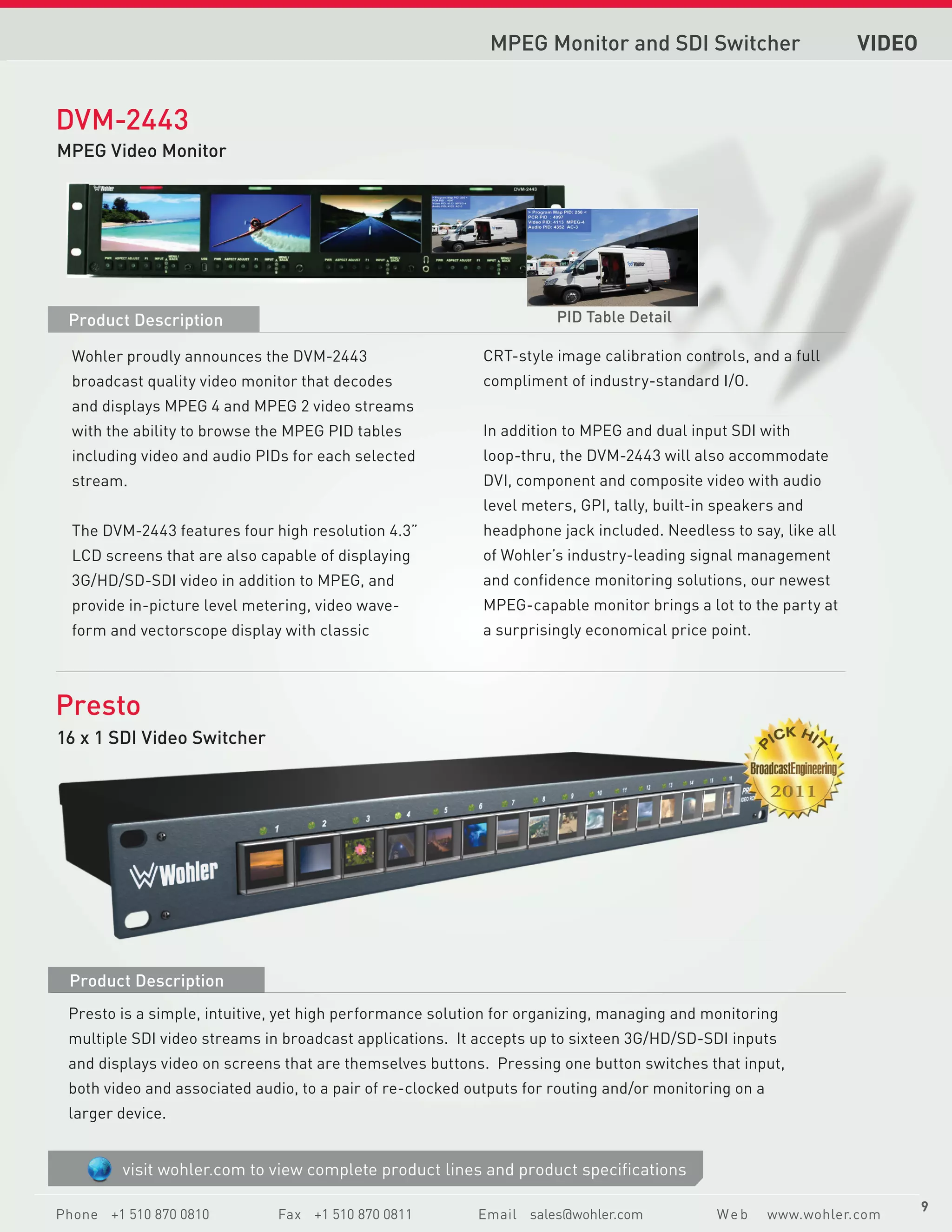 Wohler New Product Guide Q1 2012 | PDF