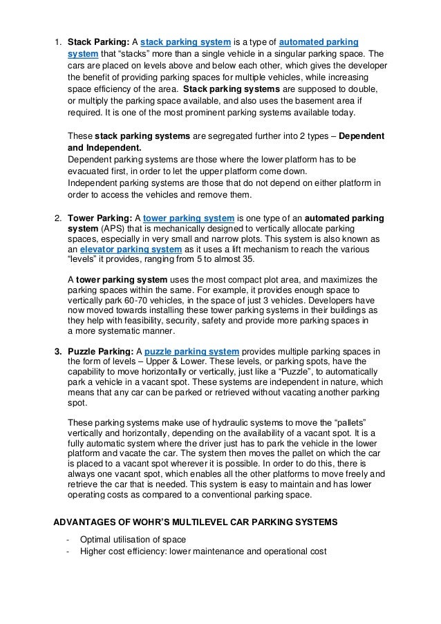 Wohr multilevel car parking systems | PDF