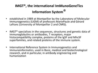 Wokshop 03 bio informatics IMGT data base | PPT