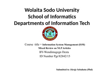 Wolaita Sodo University department of information technology school of ...