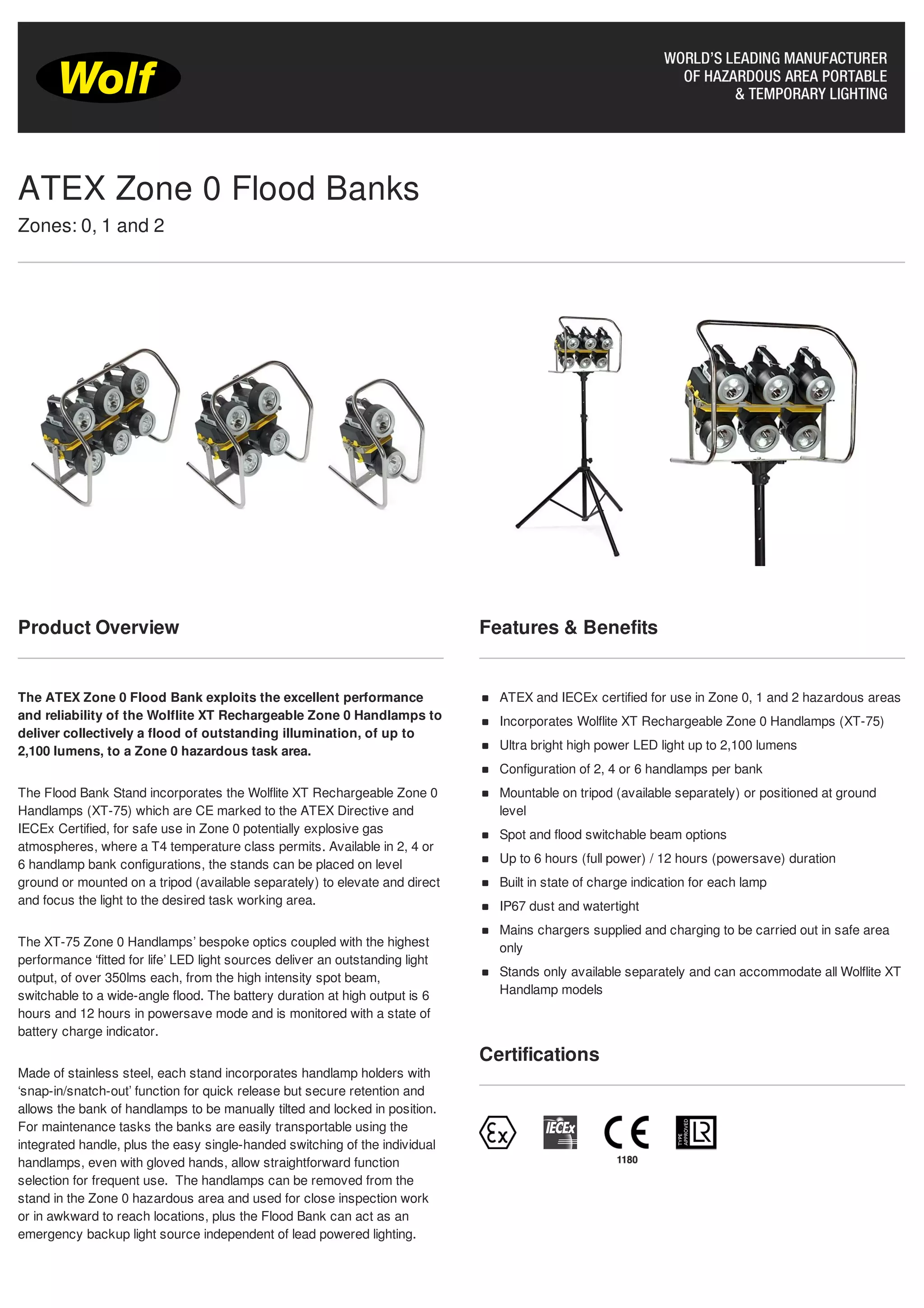 Wolf ATEX Zone 0 Flood Banks - Spec Sheet | PDF