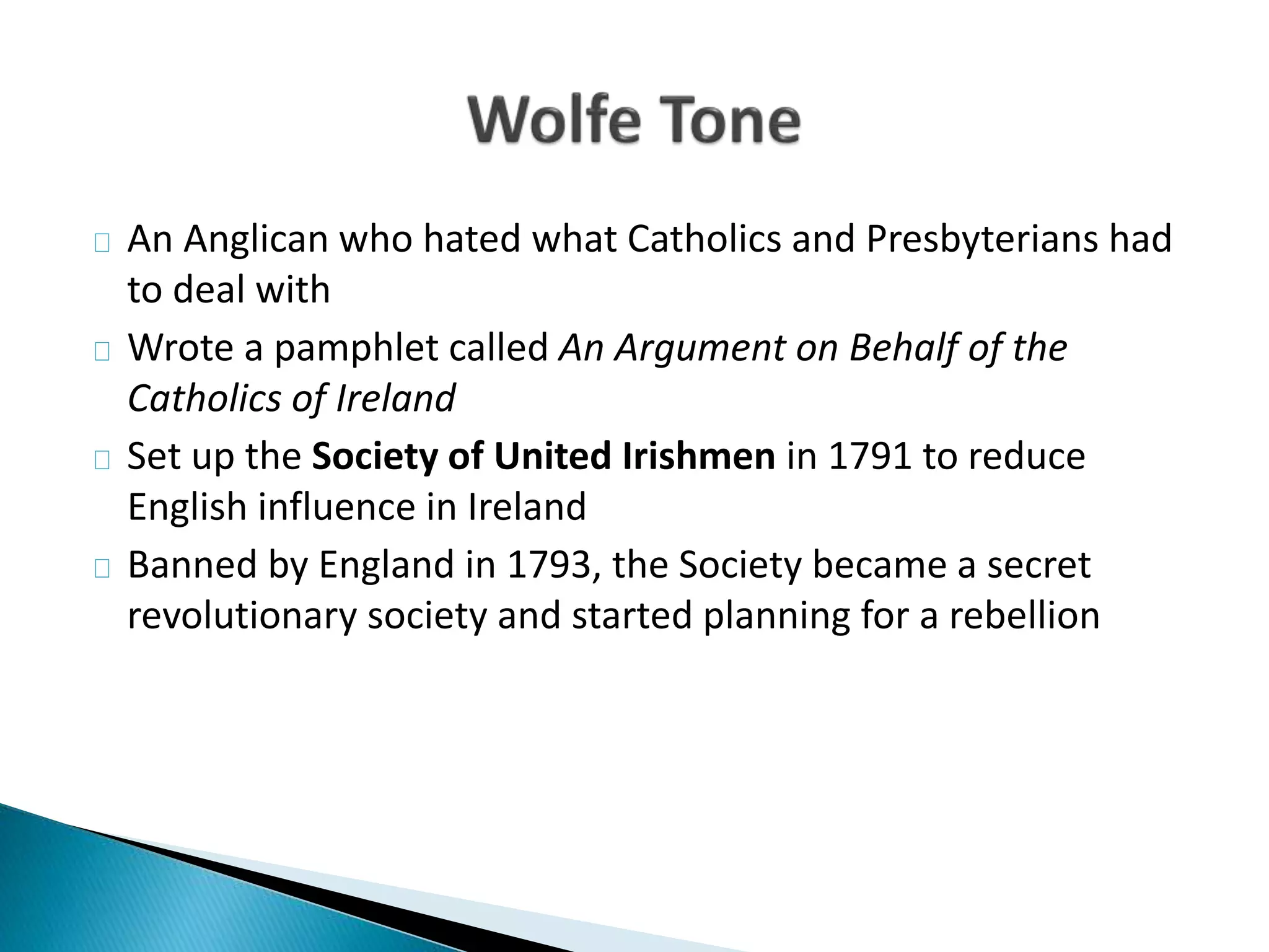 Wolfe tone and the United Irishmen - 1798 | PPTX