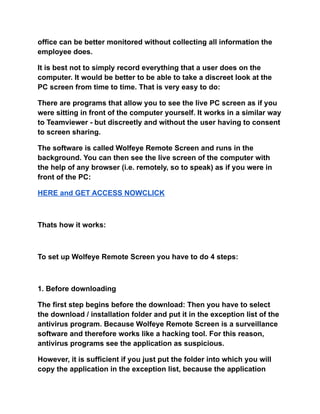 Wolfeye monitor | PDF