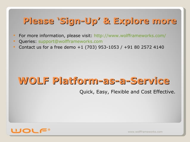 Wolf Frameworks Platform Offering | PPT