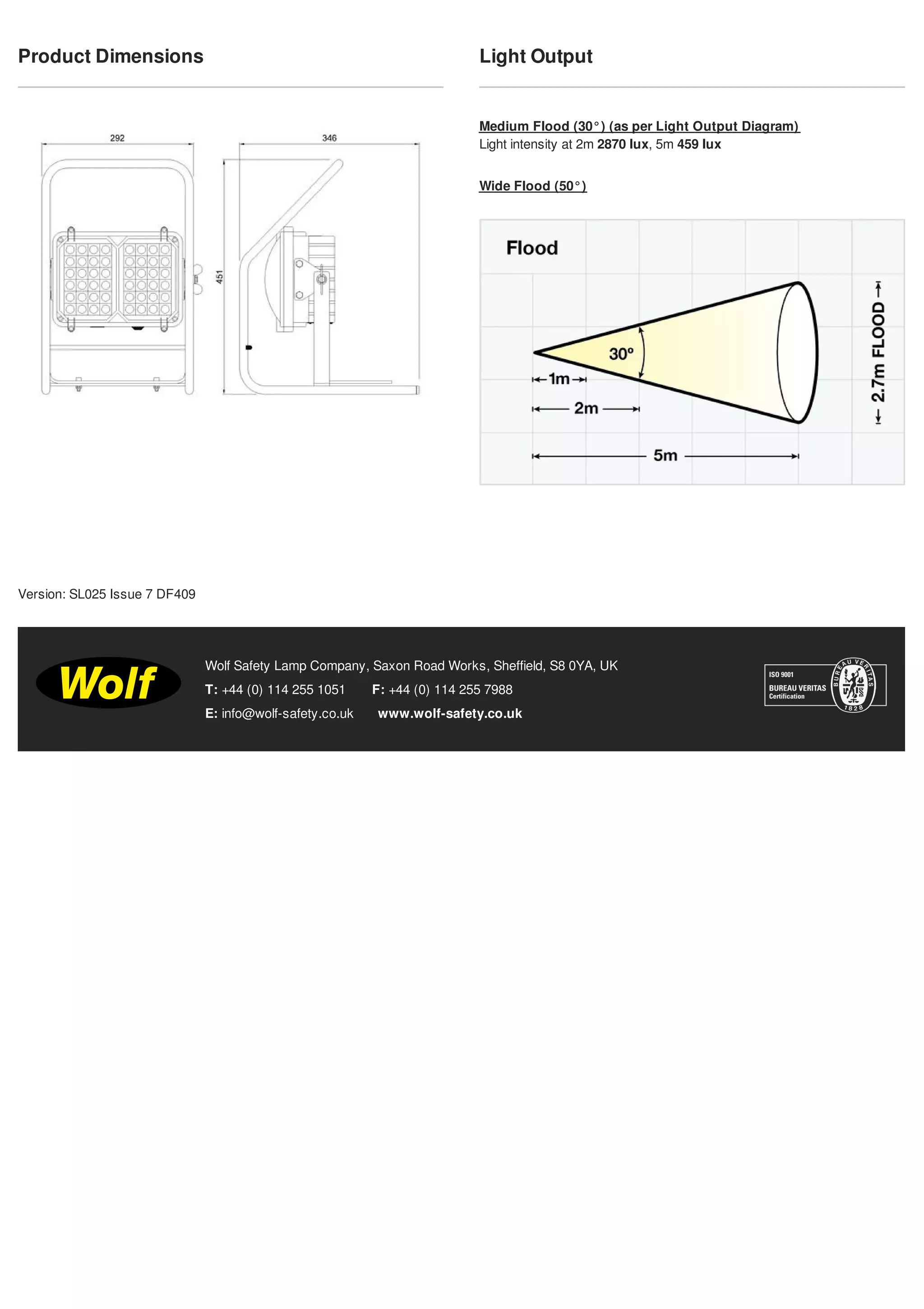 Wolf LinkEx WF300 LED Floodlite ATEX - Spec Sheet | PDF
