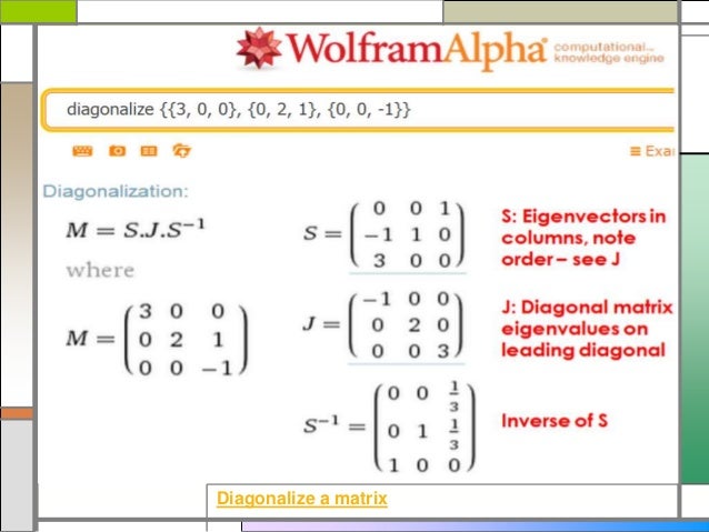 WolframAlpha matrices