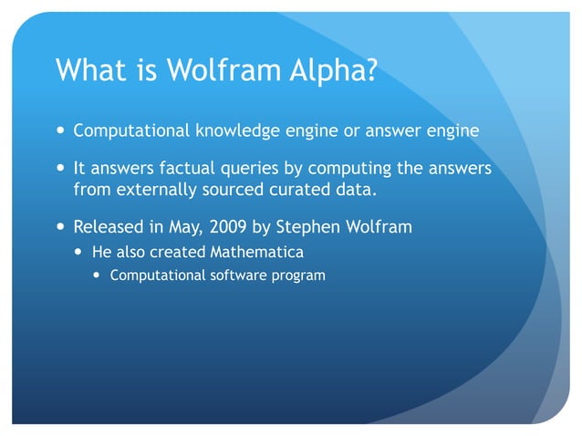 Wolfram alpha presentation | PPTX