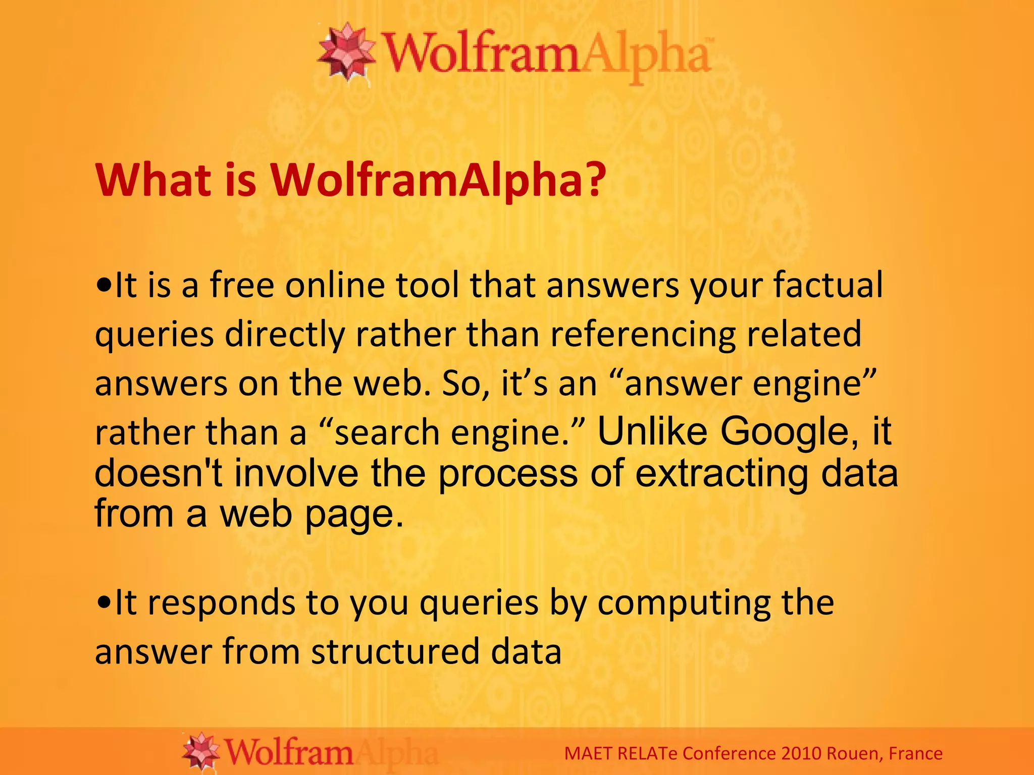 Wolfram alpha rela te.intro | PPT