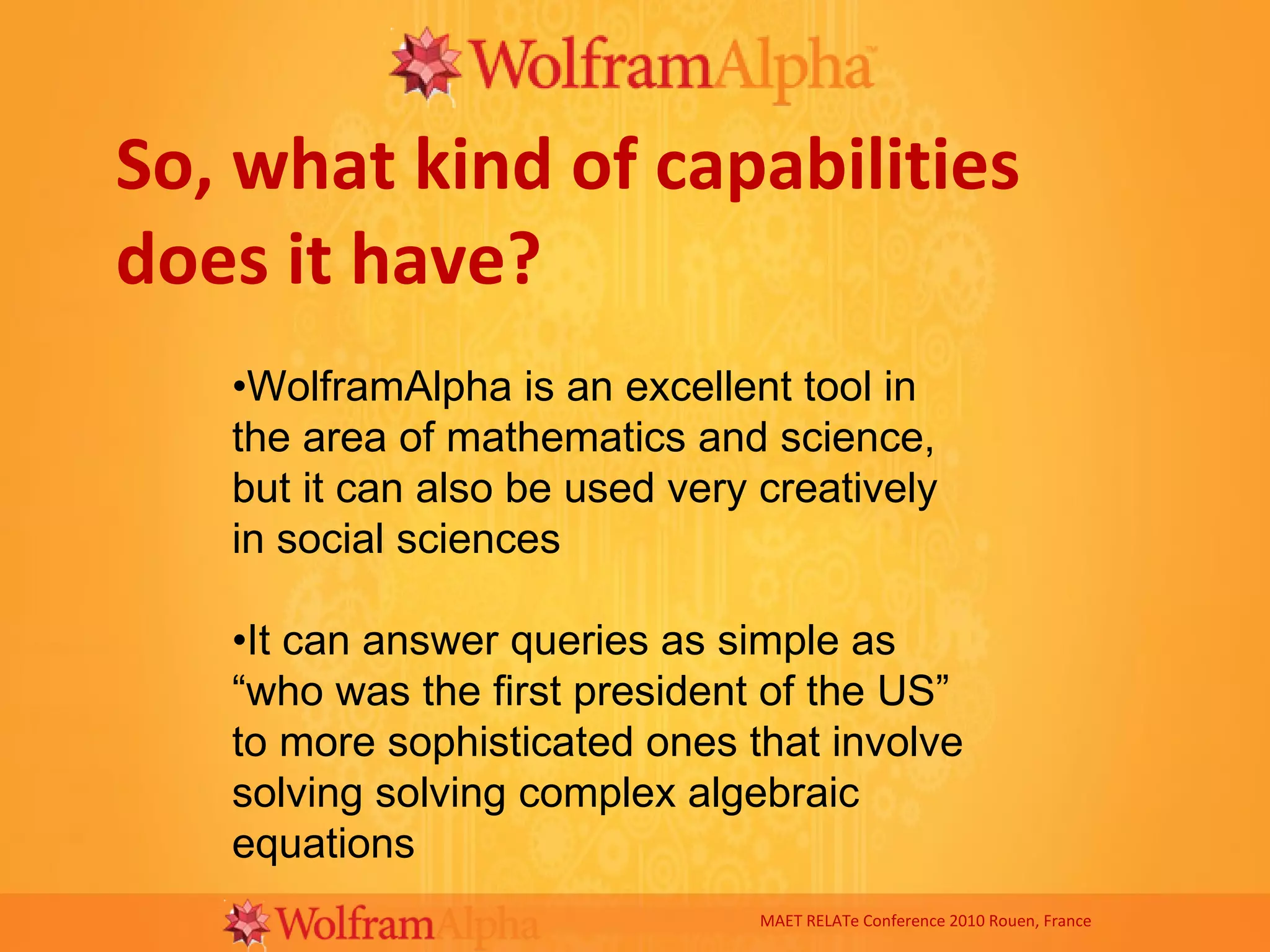 Wolfram alpha rela te.intro | PPT