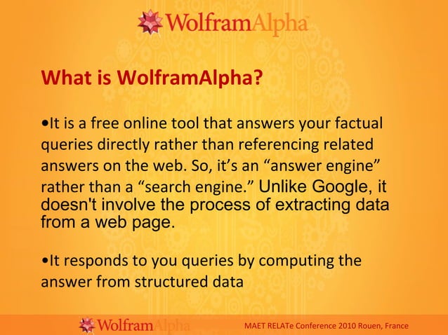 Wolfram alpha rela te.intro | PPT
