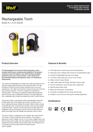 Wolf Rechargeable Torch ATEX - Spec Sheet | PDF
