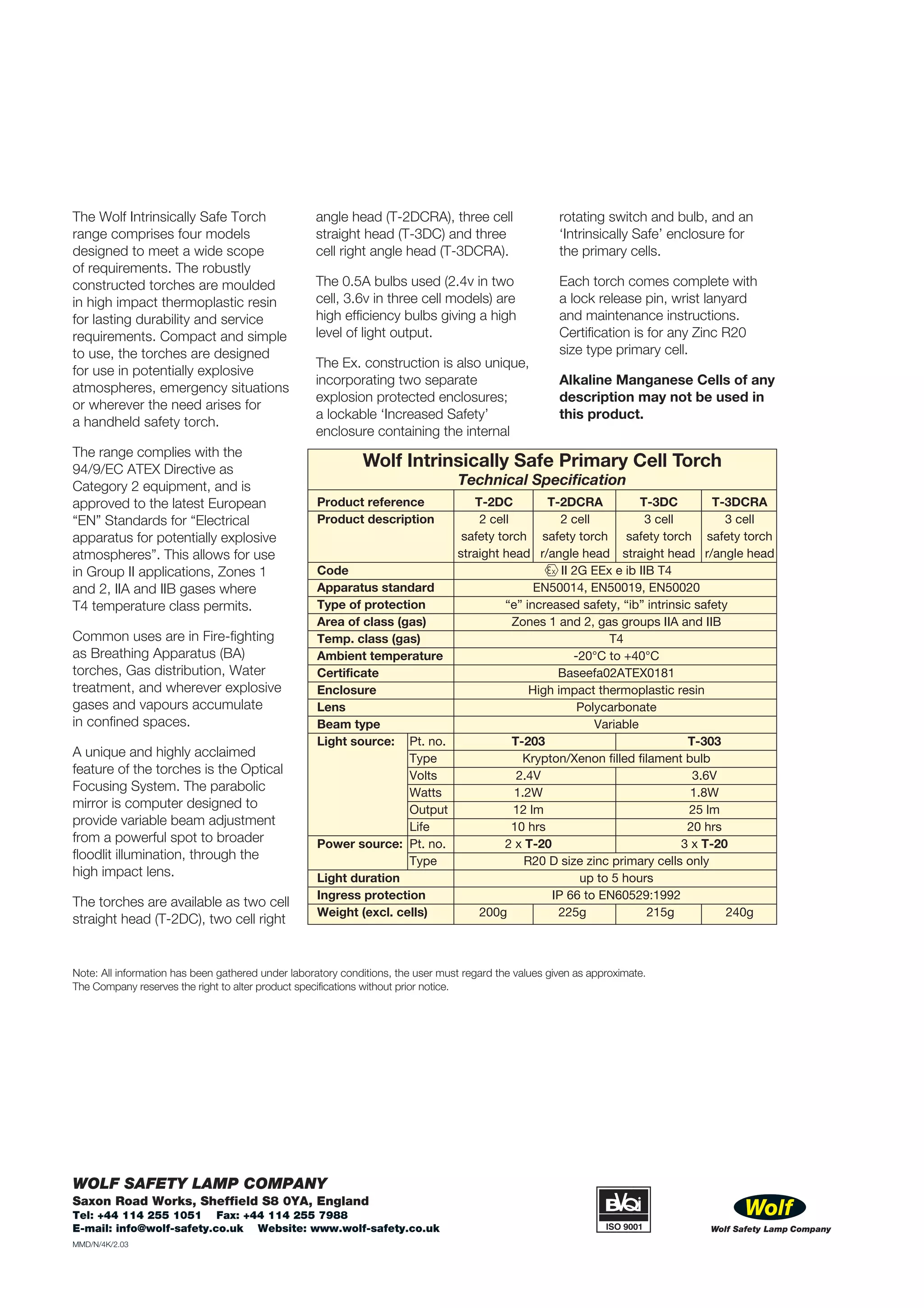 Wolf Safety Lamp - ATEX Explosive Torches - Intrinsically Safe Torch ...