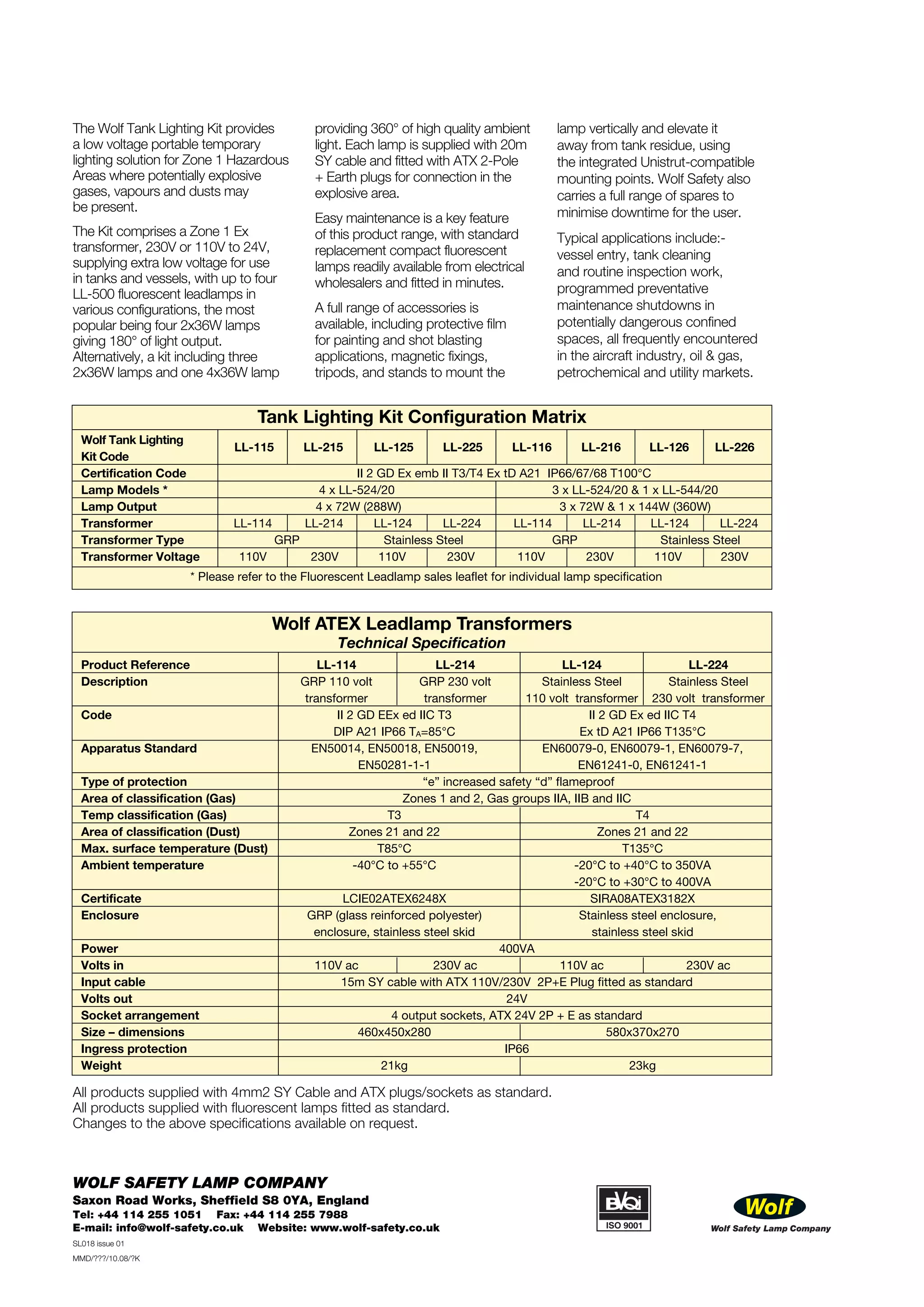 Wolf Safety Lamp - Zone 1 Hazardous Area Tank Lighting Kit (ATEX ...