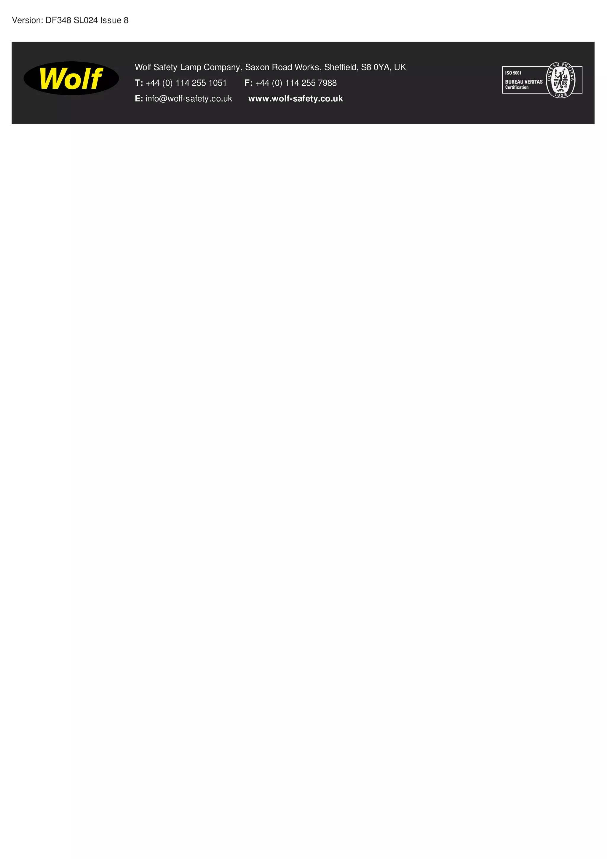 Wolf Wolflite XT Rechargeable LED Handlamp ATEX - Spec Sheet | PDF