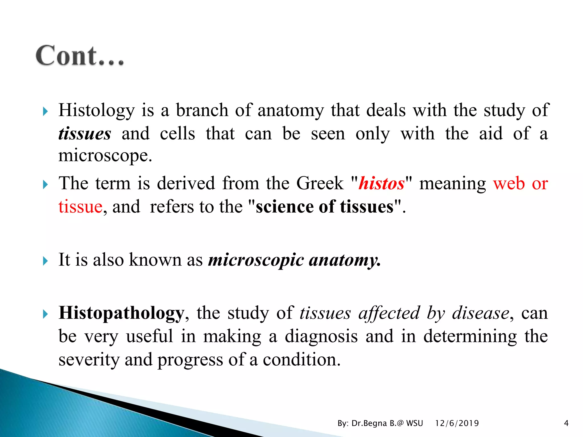 INTRODUCTION TO VETERINARY HISTOLOGY I | PPTX