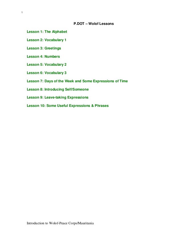 Basic Wolof Language Course