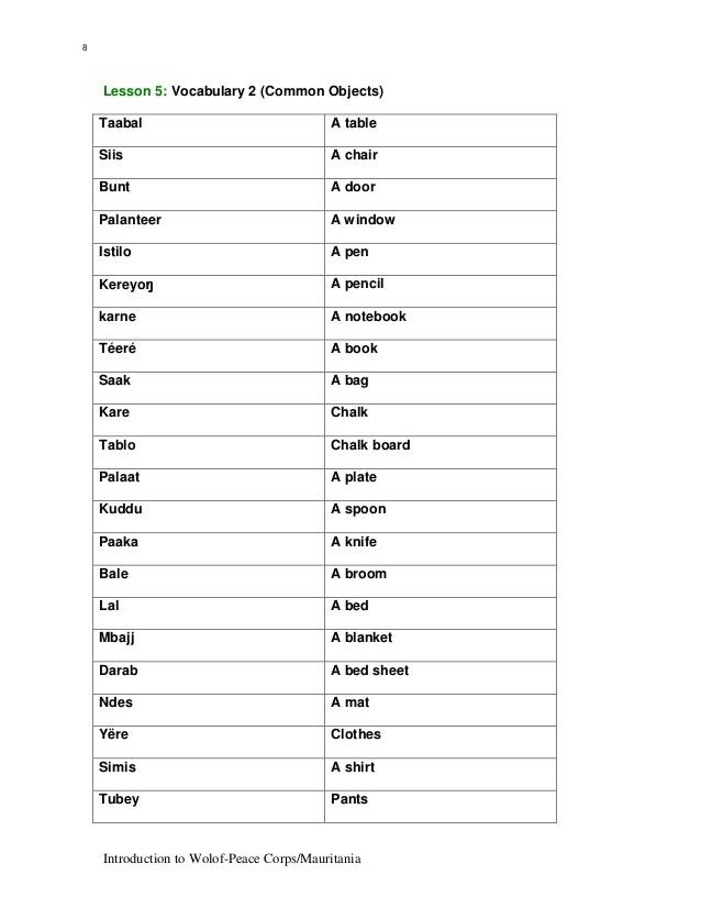 Basic Wolof Language Course