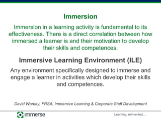 Live Interaction in Three Dimensions; The Power of Online Immersive ...