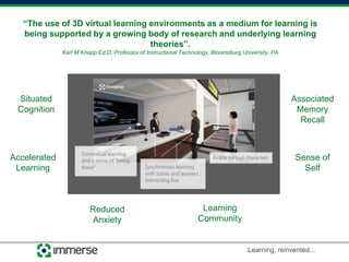 Live Interaction in Three Dimensions; The Power of Online Immersive Learning | PPTX