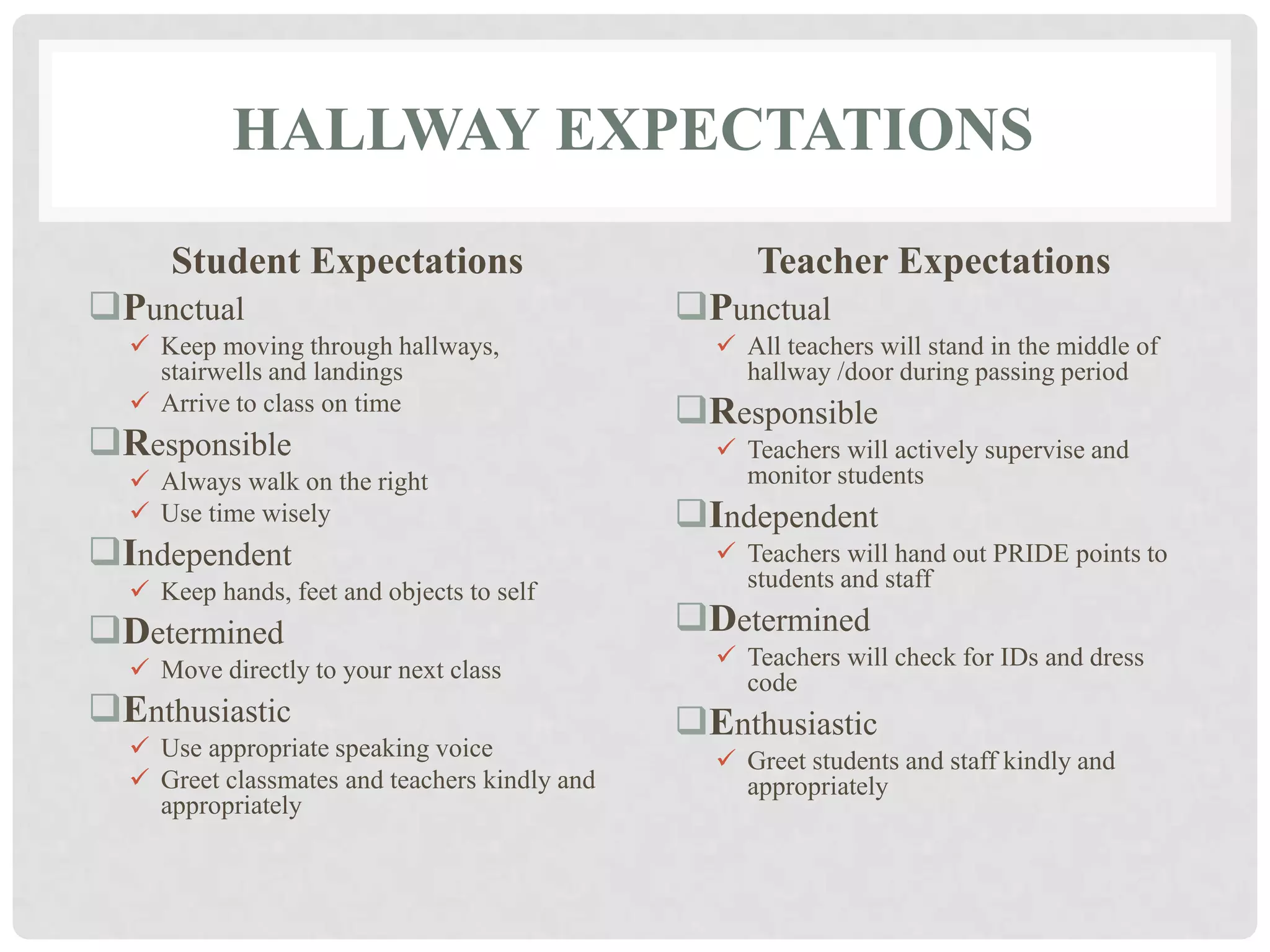 SMS Hallway and Restroom Expectations | PPT