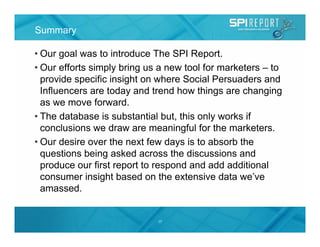 WoM: Introdcing SPI Reports - Social Persuaders and Influencers | PPT