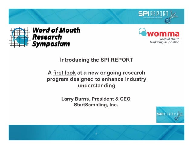 WoM: Introdcing SPI Reports - Social Persuaders and Influencers | PPT