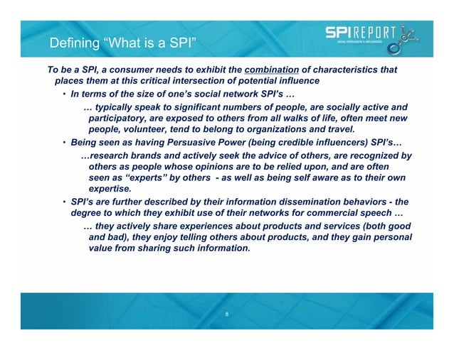 WoM: Introdcing SPI Reports - Social Persuaders and Influencers | PPT
