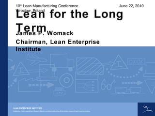 Womack Lean For The Long Term | PPT
