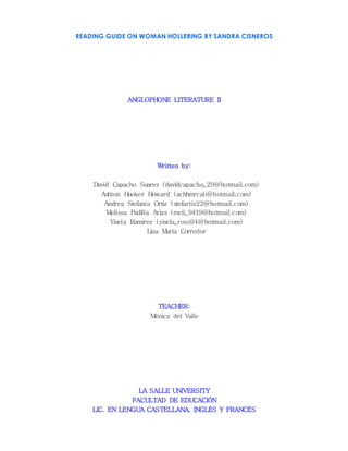 Woman Hollering by Sandra Cisneros- Reading Guide | PDF