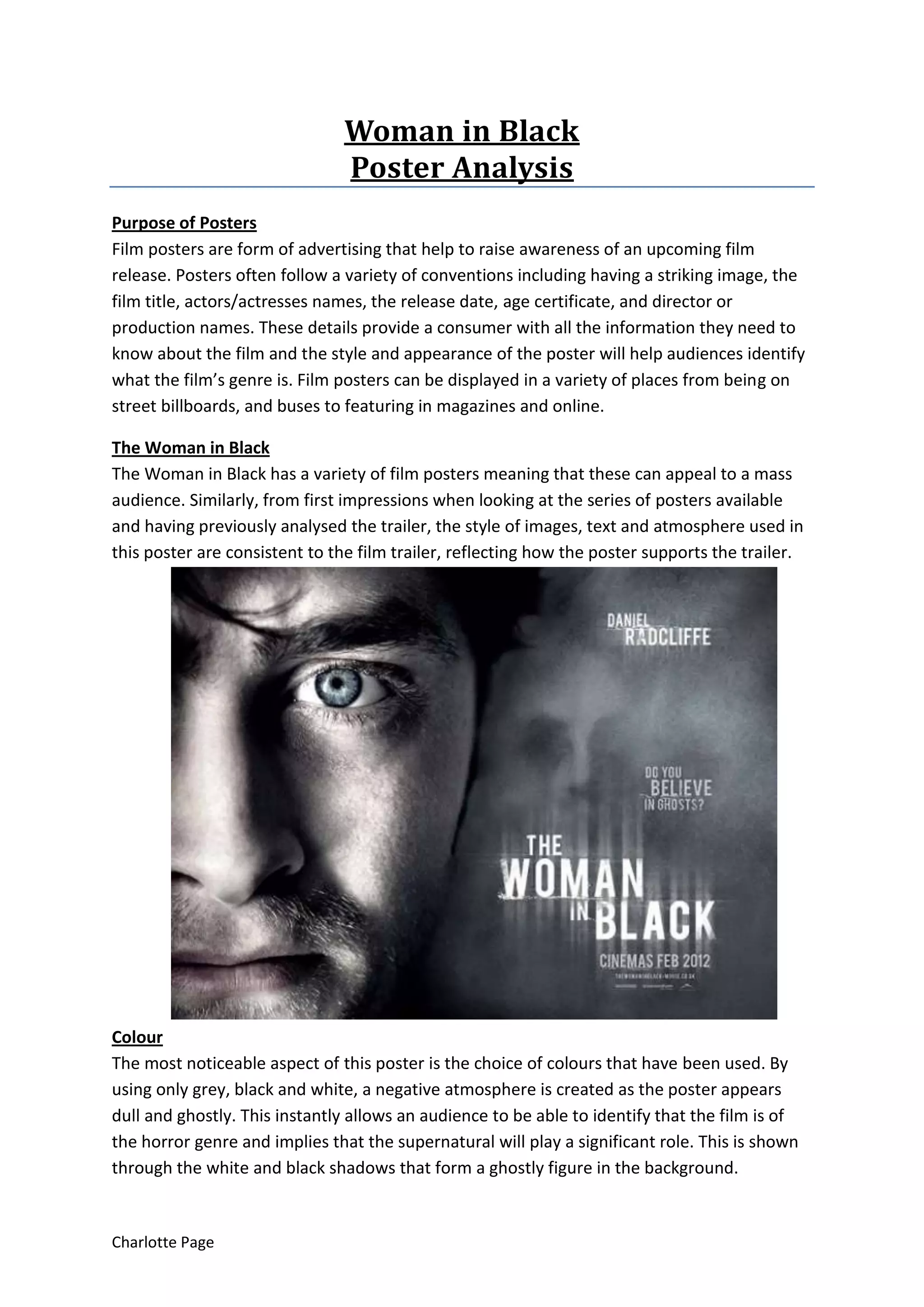 Woman in Black Poster Textual Analysis | DOCX