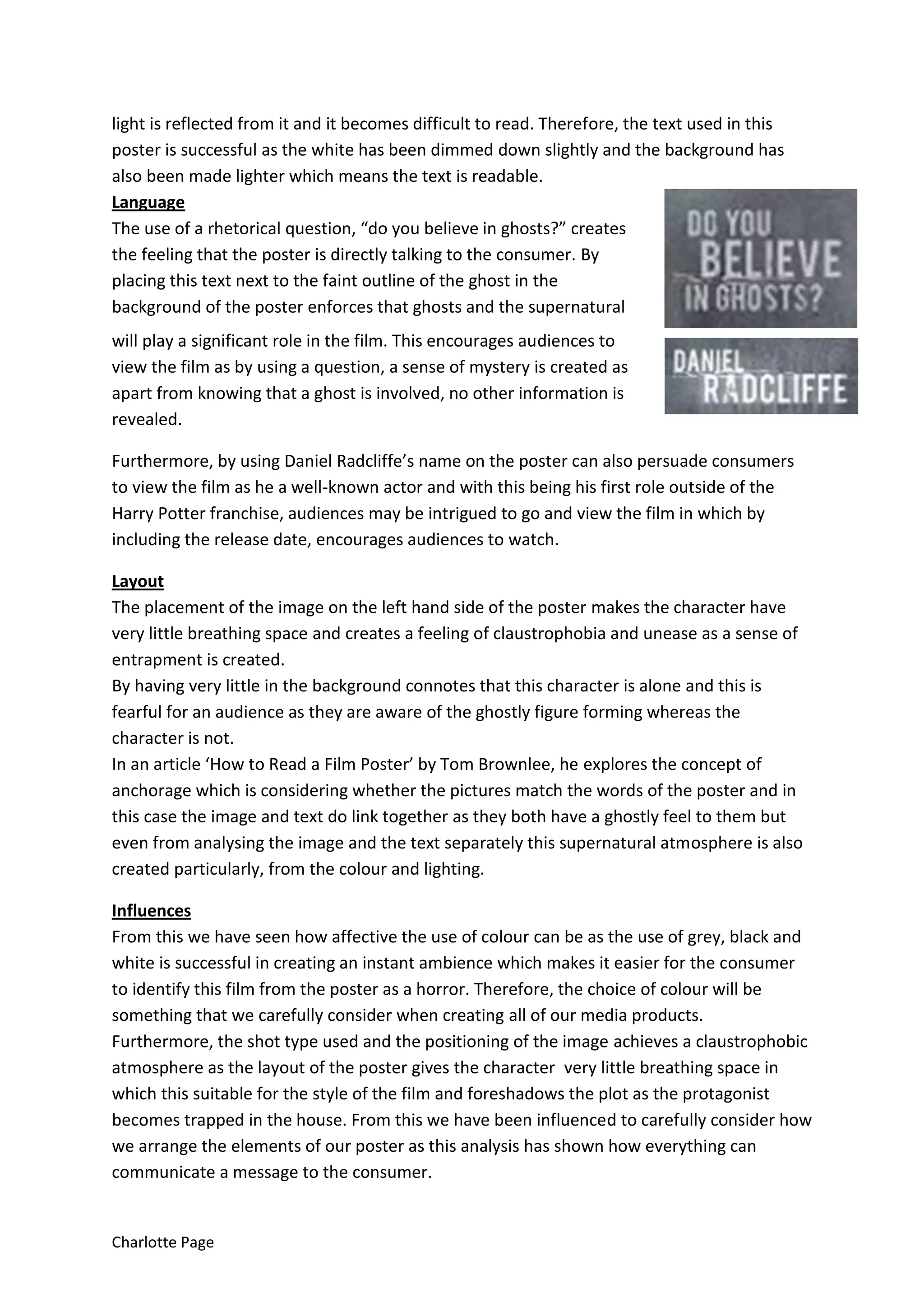 Woman in Black Poster Textual Analysis | DOCX
