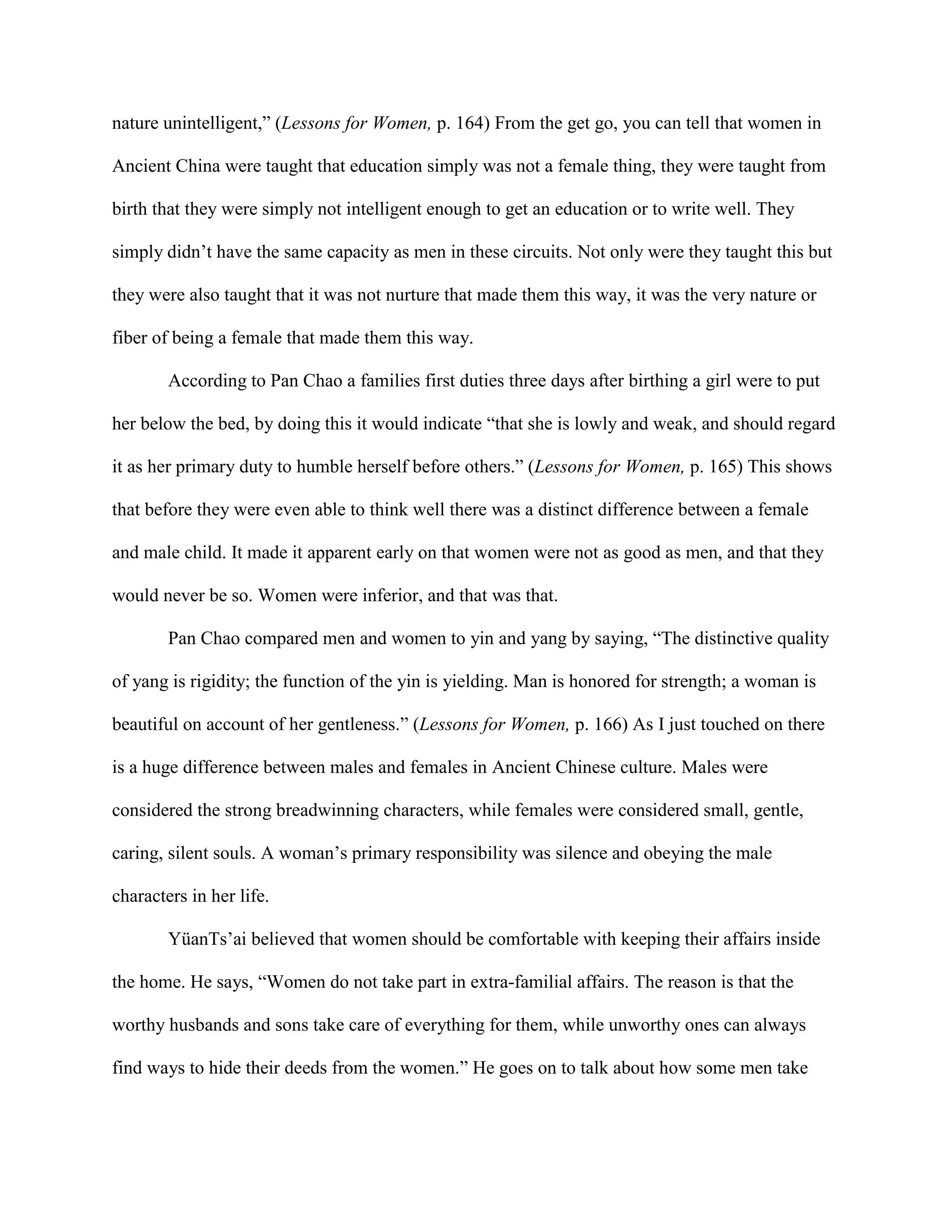 The Non-Speaking Attitude of Women Throughout History | DOCX