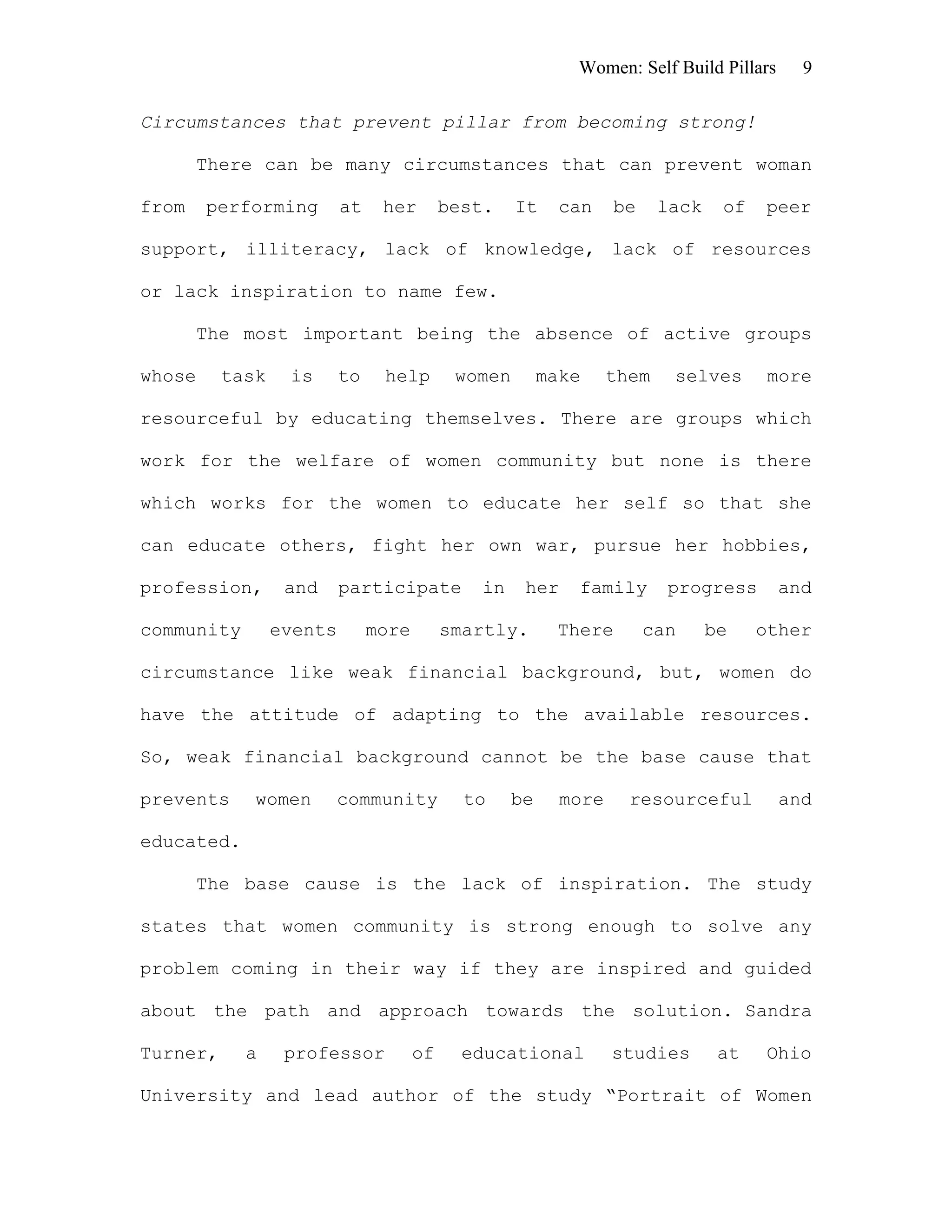 Women : Self Build Pillars | DOC