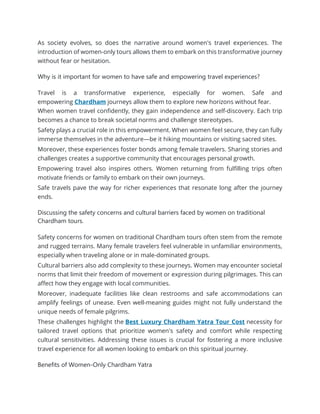 WOMEN-ONLY CHARDHAM YATRA - SAFE AND EMPOWERING TOURS | PDF