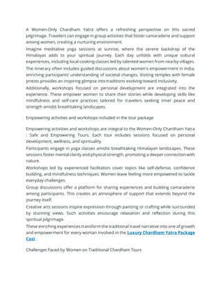 WOMEN-ONLY CHARDHAM YATRA - SAFE AND EMPOWERING TOURS | PDF