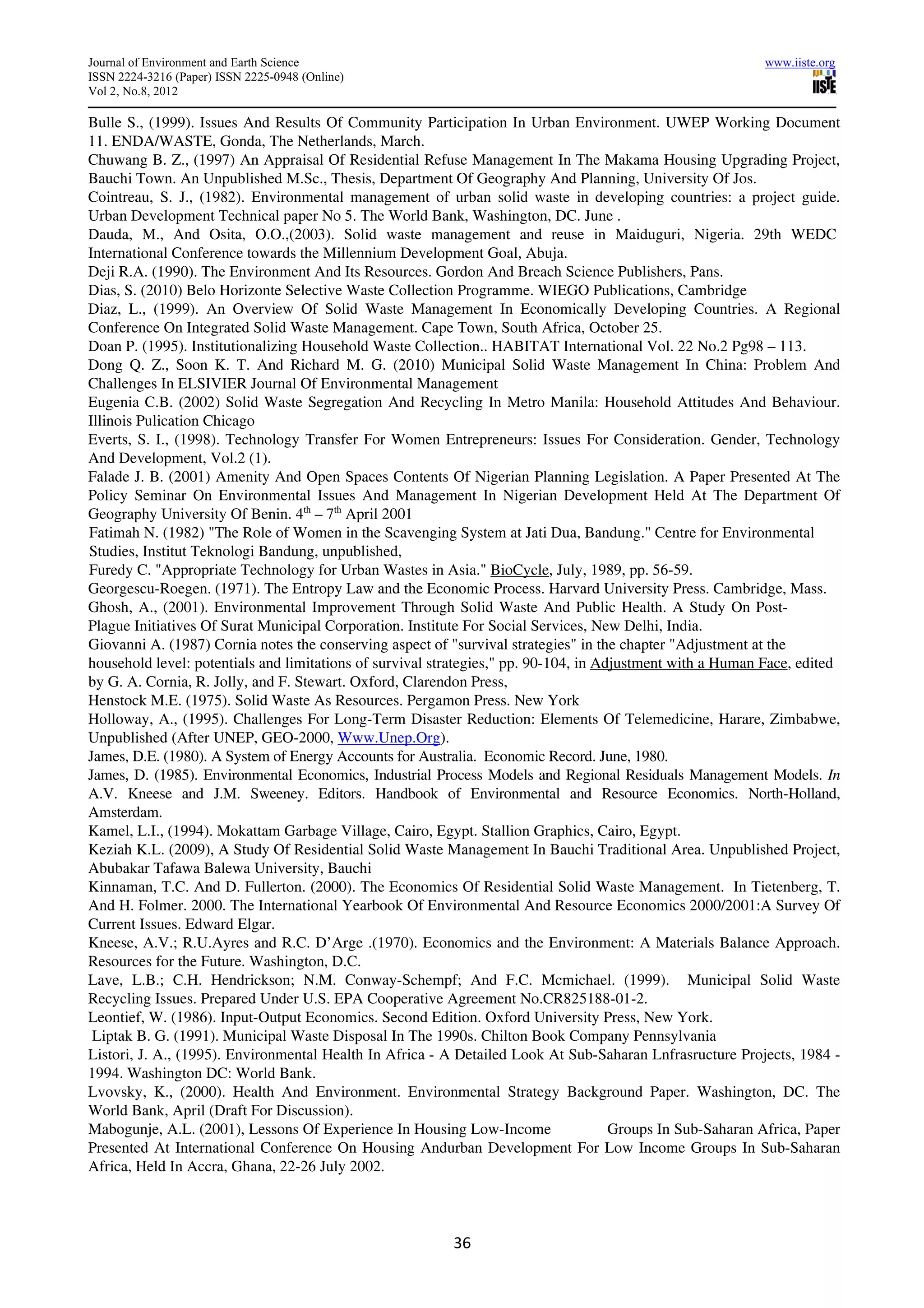 Women and solid waste sgregation in bauchi nigeria | PDF