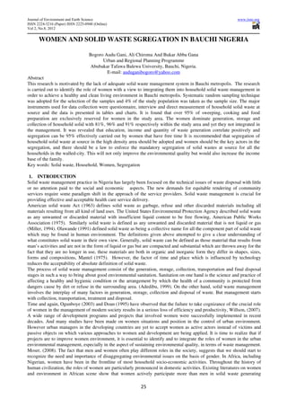 Women and solid waste sgregation in bauchi nigeria | PDF
