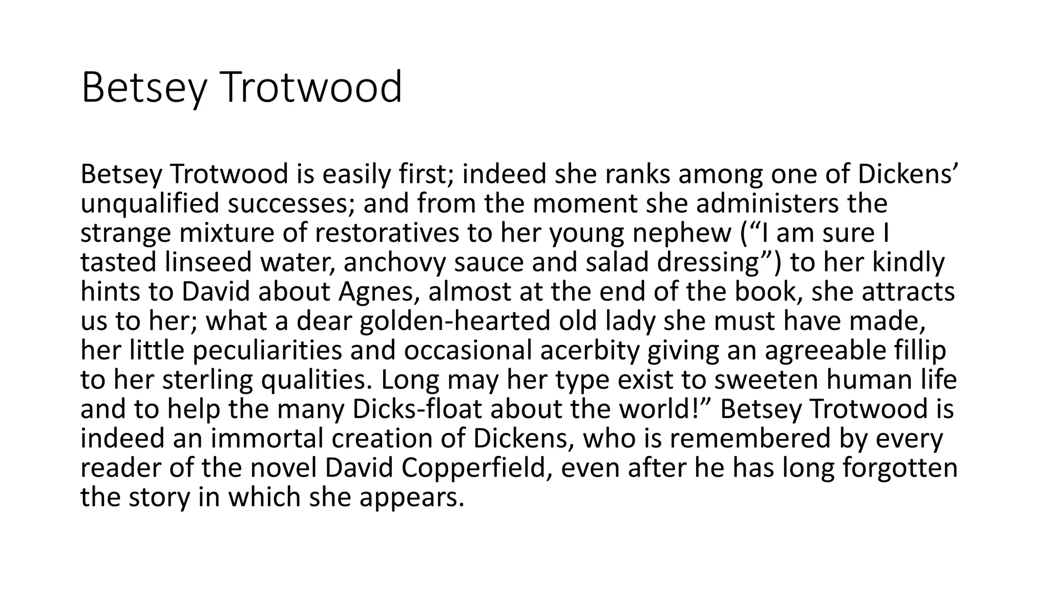 Women characters in "David Copperfield" by Charles Dickens | PPT