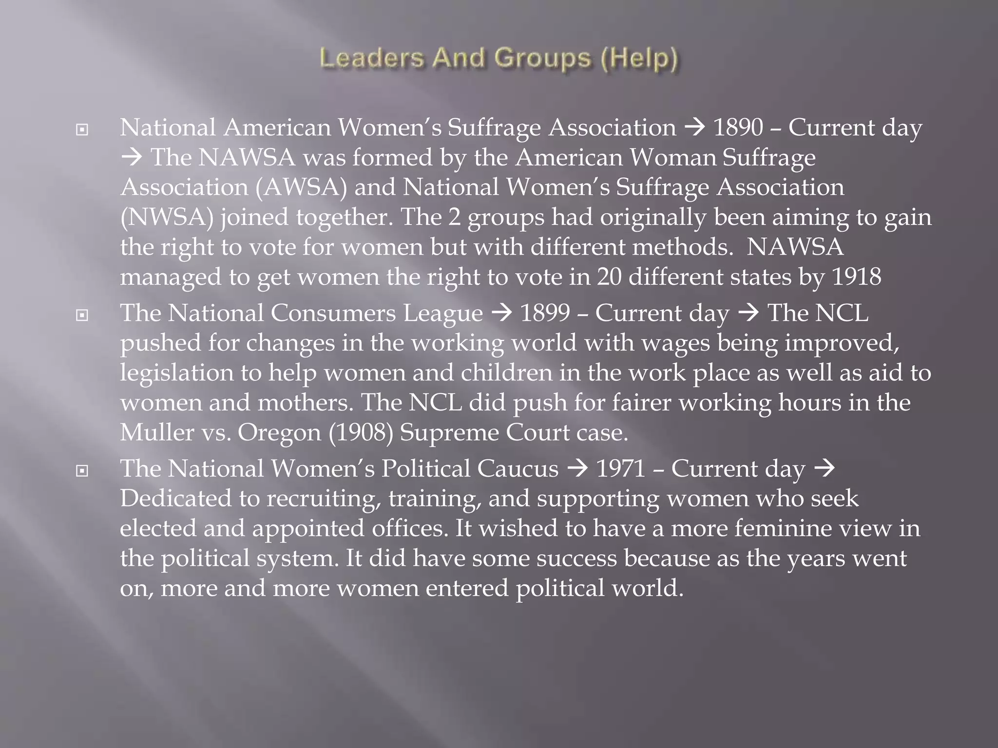 Women civil rights (1865 – 1992) | PPTX