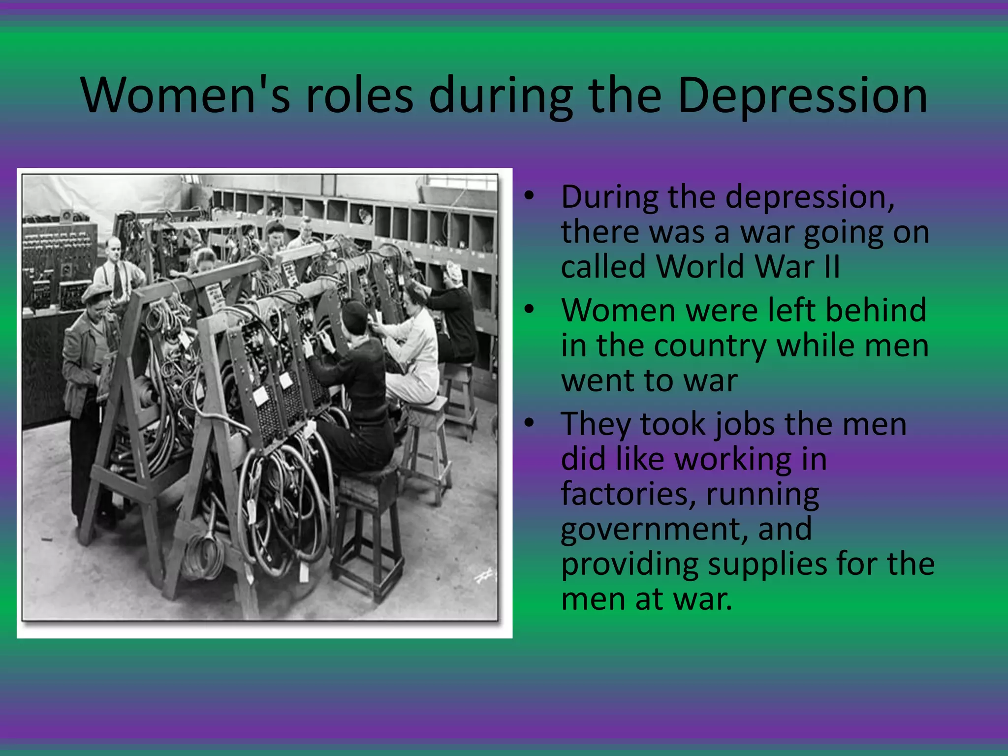 Women during the depression | PPTX