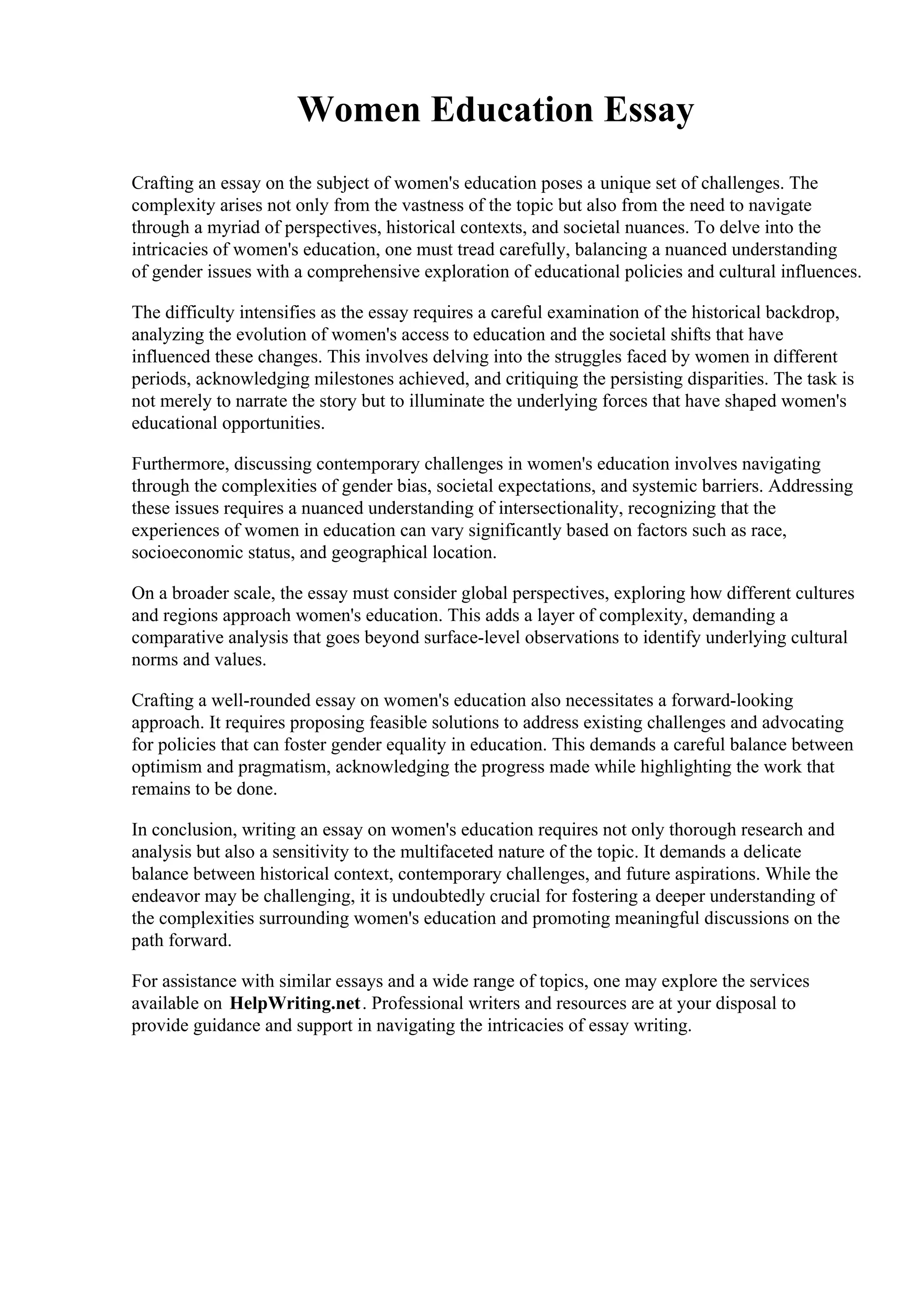 Women Education Essay. Northwestern College (Iowa) | PDF