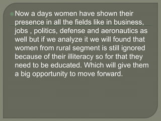 Women empowerment and their role in modern society | PPTX