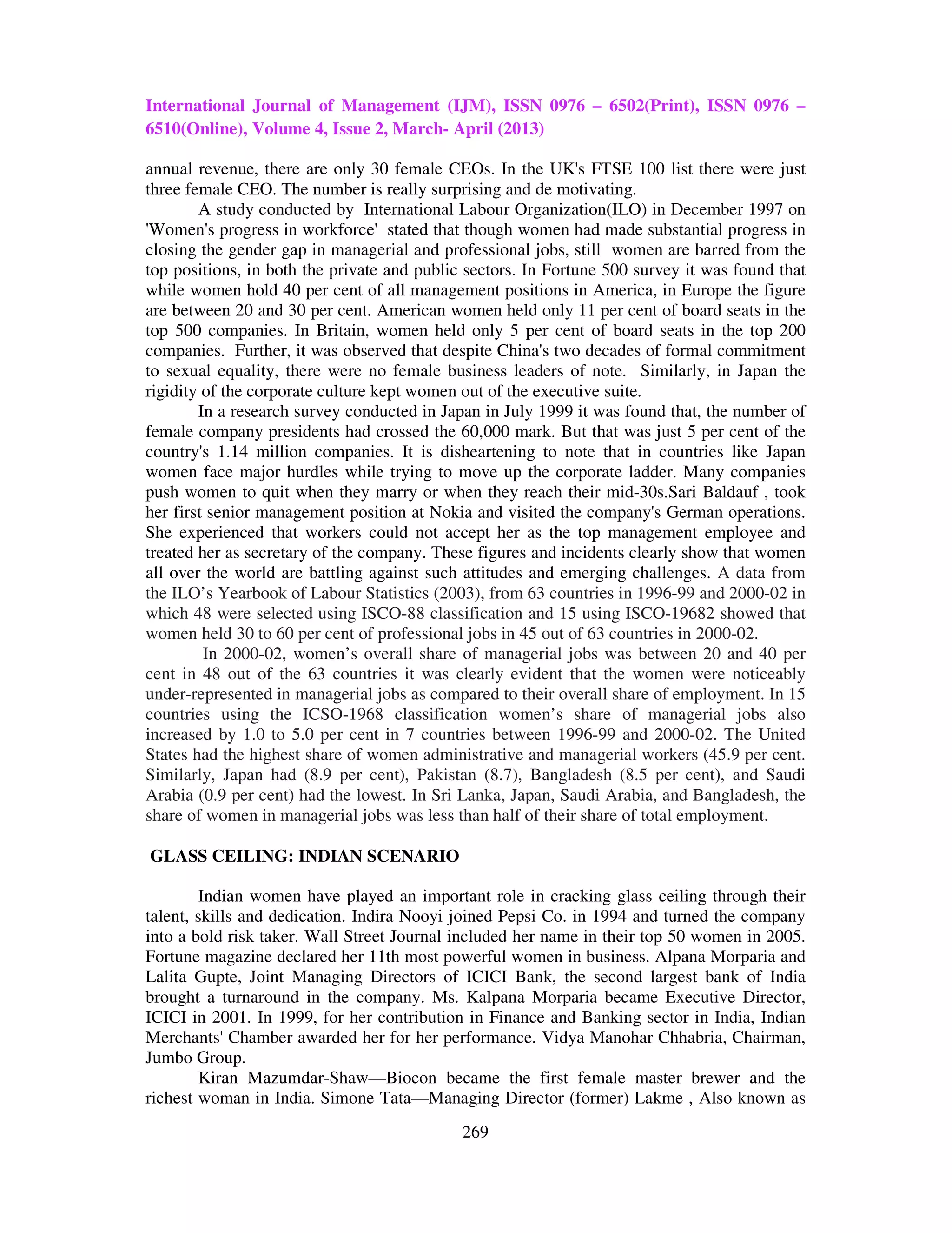 Women empowerment cracking glass ceiling at workplace | PDF